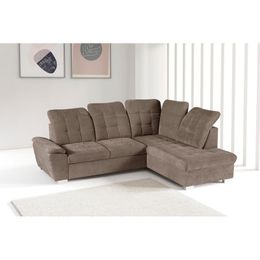 WERK2 Ecksofa &raquo;Brindisi, Multifunktion, bequem & komfortabel, Breite 263cm, L-Form&laquo; mit verstellbaren Kopfteilen, Bettfunktion & Bettkasten braun 92% 