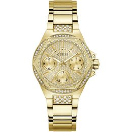 Guess Damen Multifunktionsuhr &raquo;ENVY&laquo; Quarzuhr, Armbanduhr, Damenuhr, Datum, Wochentag, Edelstahlarmband gold Einheitsgr&ouml;&szlig;e