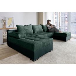 Collection AB Wohnlandschaft &raquo;Josy U-Form, B: 269 cm&laquo; Schlaffunktion & Bettkasten, Federkern gr&uuml;n 100%Polyester B/H/T: 269cm x 41cm x 161cm, Cord 