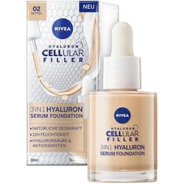 Nivea Damen Foundation &raquo;CELLULAR 3IN1 HYALURON SERUM FOUNDATION&laquo; mit nat&uuml;rlicher Deckkraft, f&uuml;r kleine Unebenheiten und R&ouml;tungen beige 30ml
