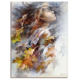 Artland Wandbild &raquo;Herbst&laquo; Frau 1 Stk. tlg. als Leinwandbild, Poster in verschied. Gr&ouml;&szlig;en wei&szlig; Leinwand B/H/T: 30cm x 40cm, Leinwandbild Frau Hochformat, 1 Stk