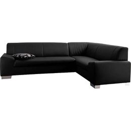 DOMO collection Ecksofa &raquo;Alisson, zeitlose Optik, flache Armlehnen, L-Form&laquo; fester Sitzkomfort, wahlweise mit Bettfunktion schwarz Microfaser aus 100%