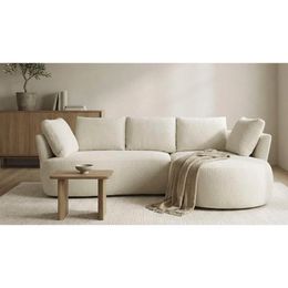 DOMO collection Ecksofa &raquo;Lumin, B/T: 267/170 cm, abgerunde Form, charmantes Design, cozy chic&laquo; Mit Federkern und 5 R&uuml;ckenkissen ausgestattet beige 100