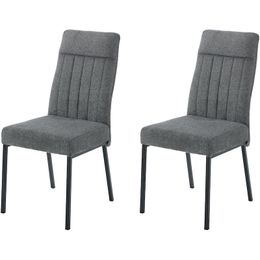 Hela 4-Fu&szlig;stuhl &raquo;CATANIA&laquo; (Set) 2 Stk.4-Fu&szlig;, Federkorb, Vierkantrohrgestell, 140kg belastbar Metall, Polyester, Stoff B/H/T: 44cm x 95cm x 63,5cm, 2 