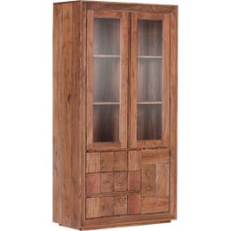 GUTMANN FACTORY Vitrine &raquo;Timber&laquo; aus massivem Akazienholz mit vier T&uuml;ren, H&ouml;he 190 cm braun Massivholz B/H/T: 100cm x 190cm x 45cm, T&uuml;ren: 2 Stk.