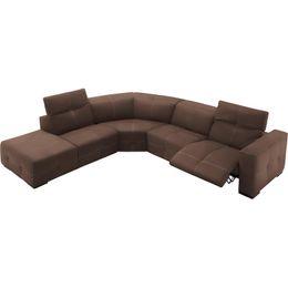 Egoitaliano Ecksofa &raquo;Sauvanne, Designsofa der Extraklasse, elegant und bequem, L-Form&laquo; wahlweise mit elektrischer Relaxfunktion, Kopfteilverstellung braun Leder &raquo;