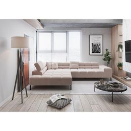 Home Affaire Ecksofa &raquo;Ancona New, wahlweise motorische Sitztiefenverstellung, auch in Cord&laquo; feine Steppung, mit Kopfteilverstellung, 3 Zierkissen, L-