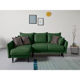Home Affaire Ecksofa &raquo;Asra L-Form, B: 240 cm&laquo; Schlaffunktion, Bettkasten, Taschen & 3 Zierkissen, Federkern gr&uuml;n 100% Polyester B/H/T: 240cm x 95cm x 