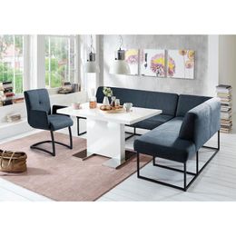 exxpo - sofa fashion Eckbank &raquo;Affogato, bequem und elegant, hochwertige Detailverarbeitung&laquo; Frei im Raum stellbar blau Struktur: Webvelour 100% 