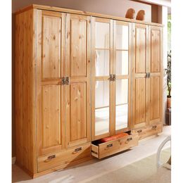 OTTO home Kleiderschrank &raquo;Madrid&laquo; 3 Breiten: 90/164/245 cm H/T ca.190/59 cm, aus massiver Kiefer, in 3 Breiten mit Spiegelt&uuml;ren beige B/H/T: 245cm x 
