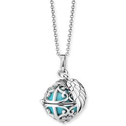 Engelsrufer Damen Kette mit Anh&auml;nger &raquo;Schmuck Geschenk Relaunch mit Fl&uuml;gelanh&auml;nger&laquo; blau XS, Messing Silber 925 (Sterlingsilber), L: 50 B: 1,33mm