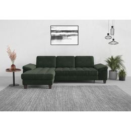 Sit & More sit&more Ecksofa &raquo;Westham L-Form&laquo; Recamiere, mit oder ohne Schlaffunktion, Bettkasten, F&uuml;&szlig;e wengefarben gr&uuml;n 90% Polyester 10% Polyamid B/H/T: 275cm x
