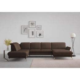Sit & More sit&more Wohnlandschaft &raquo;Fashion U-Form&laquo; wahlweise mit Kopfteilverstellung, Vorziehsitz, motorisch, Nickelf&uuml;&szlig;e braun B/H/T: 338cm x 84cm x 207cm, 