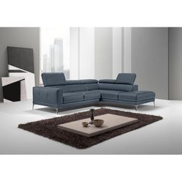Egoitaliano Ecksofa &raquo;Claudie, Designsofa mit extrakomfortablem Sitzkomfort, L-Form&laquo; Inkl. Kopfteilverstellung, L-Form grau Luxus-Microfaser (100% Polyester) Leder