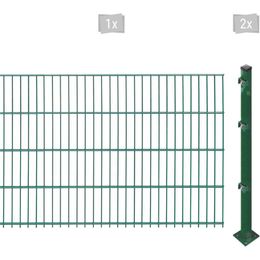 Arvotec Doppelstabmattenzaun &raquo;ESSENTIAL 83 zum Aufschrauben&laquo; Zaunh&ouml;he 83 cm, Zaunl&auml;nge 2 - 60 m gr&uuml;n Kunststoff, Stahl H/L: 83cm x 2m, Pfosten: 2 Stk.