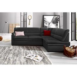 Sit & More sit&more Ecksofa &raquo;Pisa L-Form&laquo; mit Federkern, wahlweise mit Schlaffunktion schwarz NaturLEDER (echtes Rindsleder), Korpus in Kunstleder SOFTLUX ;Luxus