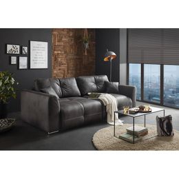 ED EXCITING DESIGN Schlafsofa &raquo;Dolan&laquo; mit Bettkasten & 2 Zierkissen grau 100% Polyester B/H/T: 245cm x 85cm x 115cm, Microvelours