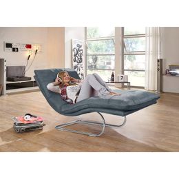 W.Schillig Relaxliege &raquo;daily dreams&laquo; in Waffelkissen-Optik, wahlweise mit Motor, Freischwingergestell blau Longlife Xtra-Leder Z69: Das feinnarbige, 