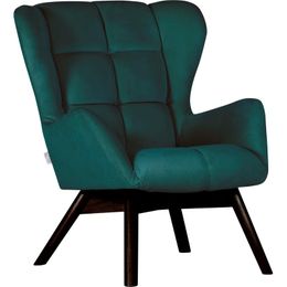 GUTMANN FACTORY Sessel &raquo;Luna&laquo; Gestell antikfarben oder eiche natur gr&uuml;n Flachgewebe Polyester, Beine antikfarben, B/H/T: 75cm x 86cm x 90cm