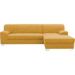 OTTO home Ecksofa &raquo;Lolland 241 x 146 cm, modern, mit Steppungen, gem&uuml;tlich&laquo; mit Schlaffunktion, L-Form, pflegeleichter, weicher Luxus-Microfaser gelb 
