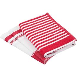 Ross Geschirrtuch &raquo;Exclusiv&laquo; 1x K&uuml;chen-Frottiertuch (Streifen) und 2 Geschirrt&uuml;cher (Gartenkr&auml;uter) rot 100% Baumwolle, 50% Baumwolle, 50% Leinen 3 