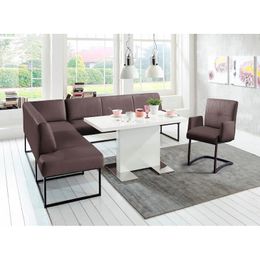 exxpo - sofa fashion Eckbank &raquo;Affogato, hoher Sitzkomfort, bequem&laquo; Frei im Raum stellbar braun Struktur: Webvelour 100% Polyester B/H/T: 197cm x 82cm 