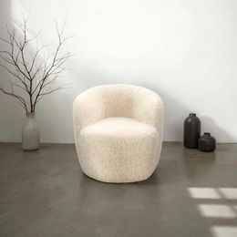 DOMO collection Sessel &raquo;Obidos moderner Loungesessel&laquo; Flausch, creme beige 100% Polyester Flausch, B/H/T: 72cm x 72cm x 76cm
