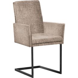 K+w Komfort & Wohnen K+W Komfort & Wohnen Armlehnstuhl &raquo;Kansas&laquo; () stabiles Hochkantrohr, Untergestell in Edelstahloptik oder schwarz beige B/H/T: 55cm x 96cm x 64cm, 