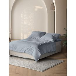 Irisette Bettw&auml;sche &raquo;Premium Satin Bettw&auml;sche Paris&laquo; 2 Hochwertige Premium Bettw&auml;sche blau Mako-Satin, Obermaterial: 100% Baumwolle B/L: 155cm x 220cm, 1 Stk.,