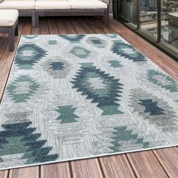 Ayyildiz Teppiche Outdoorteppich &raquo;BAHAMA 5153&laquo; rechteckig 8 mm H&ouml;he L&auml;ufer, Flachflor mit Hoch-Tief-Struktur, In-und Outdoor geeignet blau Polypropylen B : 80cm 1 Stk.,