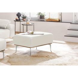 W.Schillig Polsterhocker &raquo;run&laquo; mit elegantem Holzsockel, F&uuml;&szlig;e in Chrom gl&auml;nzend, Breite 75 cm wei&szlig; Longlife Xtra-Leder Z73: Naturwalkleder der 