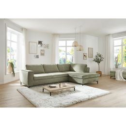 Die PlanBar Ecksofa &raquo;MP-IN24153, L-Form, Breite 289 cm&laquo; wahlweise mit Schlaffunktion und verstellbaren Kopfst&uuml;tzen gr&uuml;n 100% Polyester B/H/T: 289cm x 