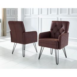 exxpo - sofa fashion Sessel &raquo;Doppio, Loungesessel mit Designuntergestell, bequem und elegant&laquo; aufwendige R&uuml;ckenverarbeitung, Breite 61 cm braun Luxus-