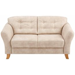 OTTO home 2-Sitzer &raquo;Trondheim&laquo; mit Federkern, Knopfheftung im R&uuml;cken beige Luxus-Microfaser Lederoptik (100% Polyester);Struktur weich ( 97% Polyester