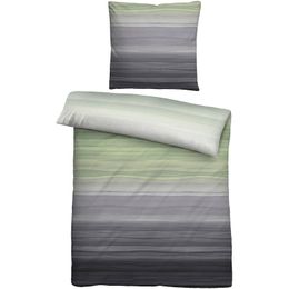Biberna Bettw&auml;sche &raquo;0614610&laquo; 2 Stk. feiner Glanz + weicher Griff, pflegeleicht, ganzj&auml;hrig einsetzbar, RV gr&uuml;n Satin, Obermaterial: 100% Baumwolle B/L: 135cm 
