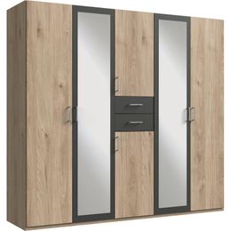 wimex Kleiderschrank &raquo;Diver Dreht&uuml;renschrank mit Spiegel, in der Breite: 225cm&laquo; Bestseller Schlafzimmerschrank wahlweise 3 Innenausstattungen grau B/H/T: 