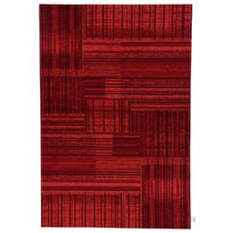 Tom Tailor HOME Teppich &raquo;Stripy Pat&laquo; rechteckig 5 mm H&ouml;he Flachgewebe, modernes Patchworkdesign, gestreift, Chenille, Wohnzimmer rot Baumwolle, 