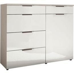 Wiemann Kombikommode &raquo;Como&laquo; vormontiert wei&szlig; Floatglas, Holzwerkstoff, Metall B/H/T: 100cm x 91,2cm x 43cm, 5 Stk., 1 Stk.