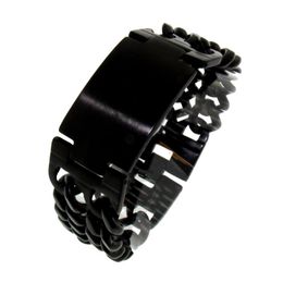 Firetti Herren Armband &raquo;Schmuck Geschenk Armkette ID-Platte, Panzerkette&laquo; schwarz 21cm, Edelstahl