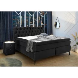 Jockenh&ouml;fer Boxspringbett &raquo;Chelsea&laquo; mit Kaltschaum-Topper schwarz Bezug Bett: samt&auml;hnlich (100% Polyester);Topper und Matratzenspiegel: 100% Polyester Samtoptik, 