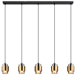 Globo LIGHTING H&auml;ngeleuchte &raquo;MILLEY&laquo; E27 1 Stk. H&auml;ngeleuchte Schwarz, Rauchglas, Messingring, E27 gold 5, H: 150cm, 1 Stk.