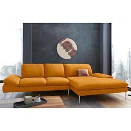 W.Schillig Ecksofa &raquo;enjoy&MORE, Designsofa, bequem, zeitlos und elegant, L-Form&laquo; mit Sitztiefenverstellung, F&uuml;&szlig;e silber matt, Breite 340 cm gelb 