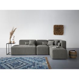 Home Affaire Ecksofa &raquo;Sundstrup L-Form&laquo; Modulserie, individuelle Zusammenstellung grau 100% Polyester B/H/T: 303cm x 76,5cm x 93cm, Samtoptik, 