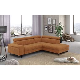 COTTA Ecksofa &raquo;Emma L-Form, B: 262 cm&laquo; mit Kopfteilverstellung, optional Schlaffunktion & Bettkasten braun B/H/T: 262cm x 97cm x 215cm, Struktur weich