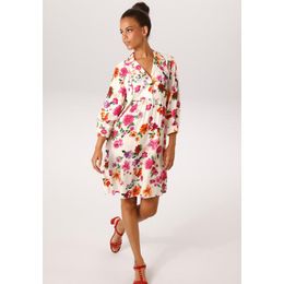 Aniston Casual Damen Aniston CASUAL Hemdblusenkleid mit romantischen Blumendruck - jedes Teil ein Unikat 44, N-Gr
