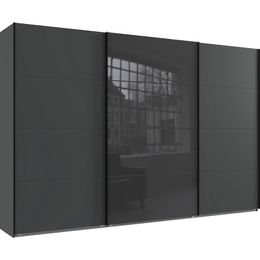 wimex Schwebet&uuml;renschrank &raquo;Norderstedt&laquo; INKLUSIVE 2 Stoffboxen und 2 zus&auml;tzliche Einlegeb&ouml;den, mit Glast&uuml;r grau Holzwerkstoff Graphit, B/H/T: 360cm x 236cm 