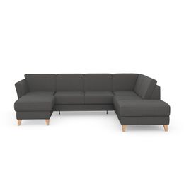 Sit & More sit&more Wohnlandschaft &raquo;Visby U-Form&laquo; wahlweise mit Schlaffunktion und Stauraum, frei im Raum stellbar grau B/H/T: 303cm x 87cm x 213cm, Luxus-