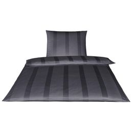 Elegante Bettw&auml;sche &raquo;Metropolis&laquo; 2 Stk. mit Streifen grau Mako-Satin, Obermaterial: 100% Baumwolle B/L: 155cm x 220cm, 1 Stk., 1 Stk., Mako-Satin, B/L: 80cm x 
