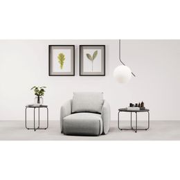 Trendmanufaktur Sessel &raquo;Shawn, Loungesessel, Designsessel, elegant geschwungen Armlehnen&laquo; organische Form, bequem, mit hochwertigem Bezug grau 100% 