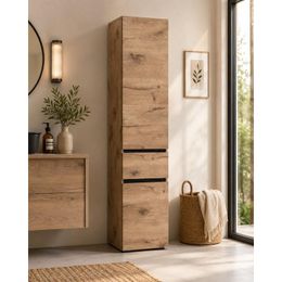 Home Affaire Hochschrank &raquo;Wisla&laquo; H&ouml;he 180 cm, mit T&uuml;ren & Schubkasten braun Holzwerkstoff Wiking Eiche, B/H/T: 38cm x 180cm x 35cm, Schubladen: 1 Stk.